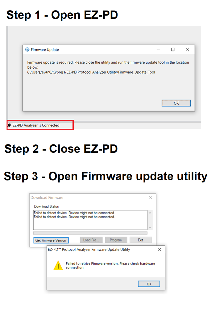 Solved: CY4500: Device detected in EZ-PD but can't update ...