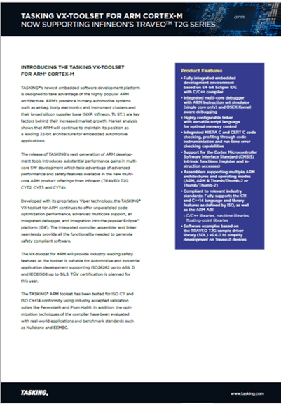 TASKING | Datasheet - VX-TOOLSET FOR ARM CORTEX-M - Infineon Developer Community