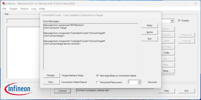重新安装 DAS，Memtool 仍然无法连接 MCU - Infineon Developer Community