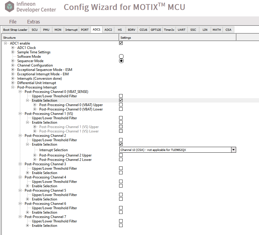 Solved: Use ADC1 Post-Processing-Channel x in TLE985x? - Infineon Developer Community
